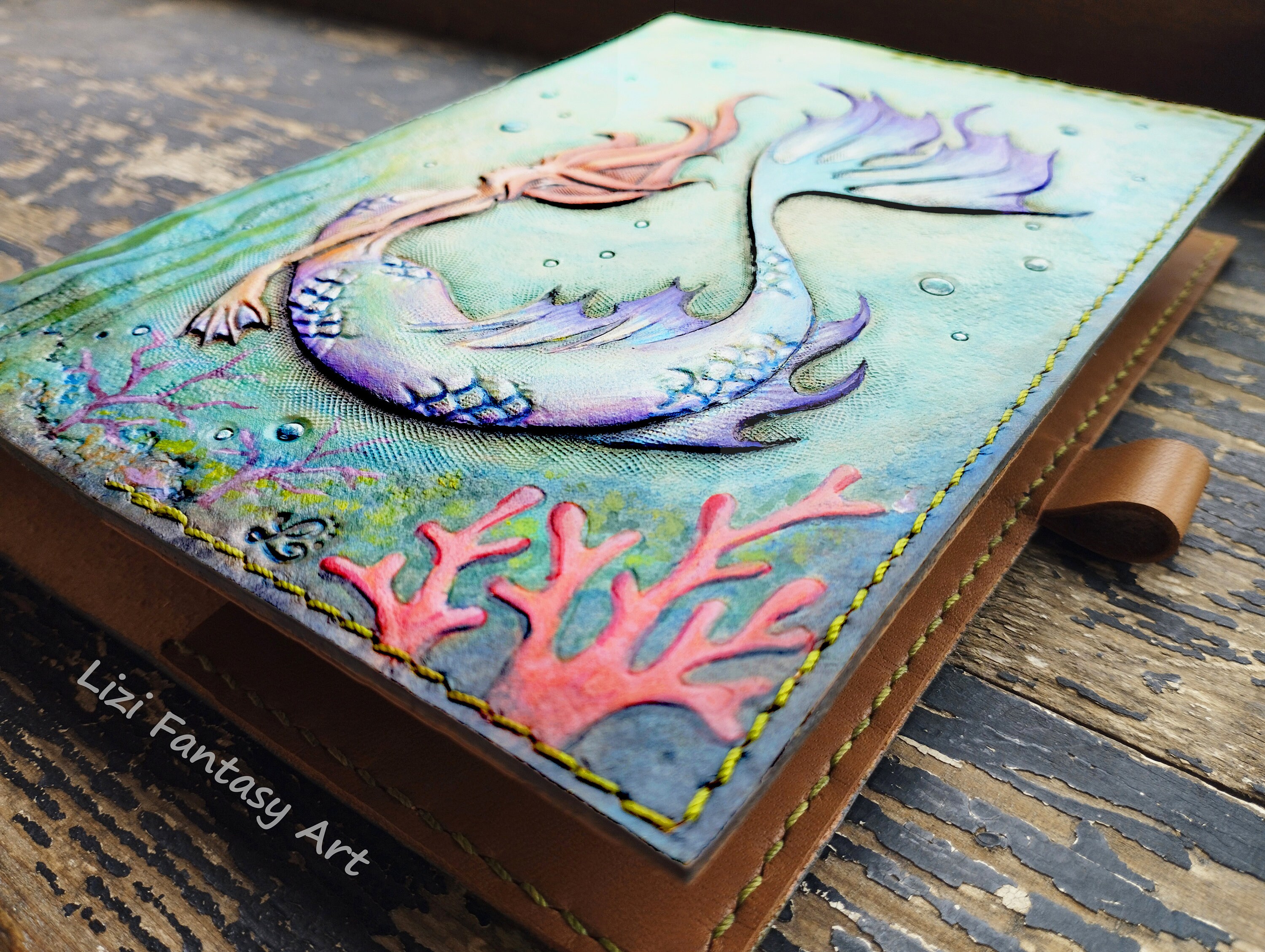 Hand Embossed Leather Book Cover, Handmade Leather Journal Cover ...