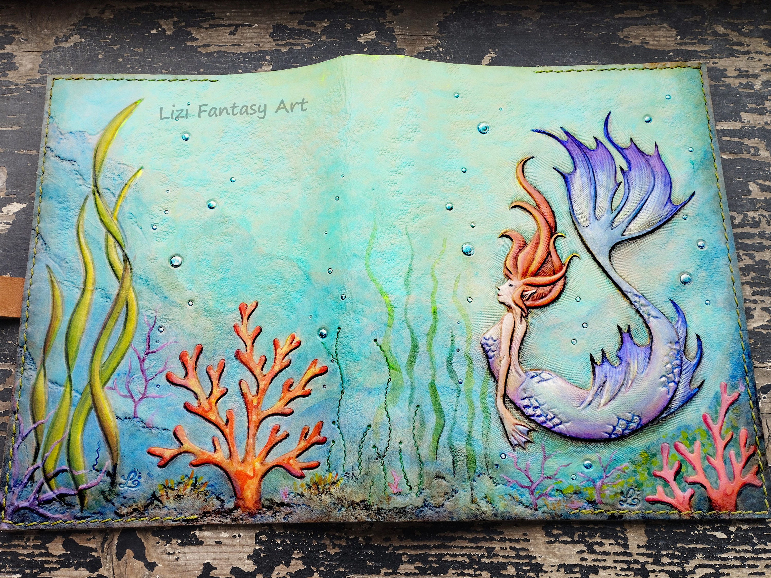 Hand Embossed Leather Book Cover, Handmade Leather Journal Cover ...