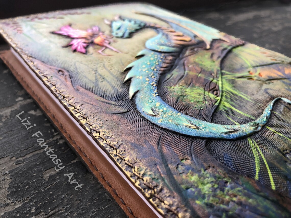 Hand Embossed Leather Book Cover, Personalized Refillable Sketchbook ...