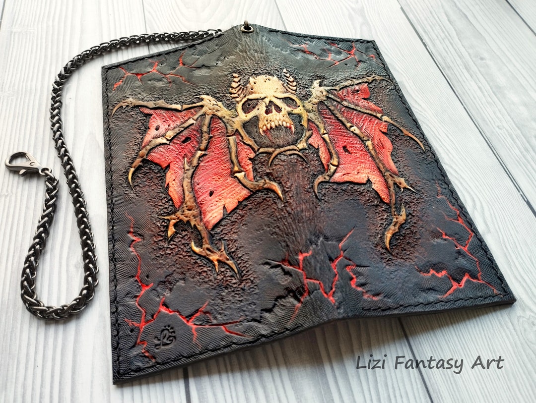 3D Hand Emboss Leather Biker Wallet, Personalized Biker Wallet ...