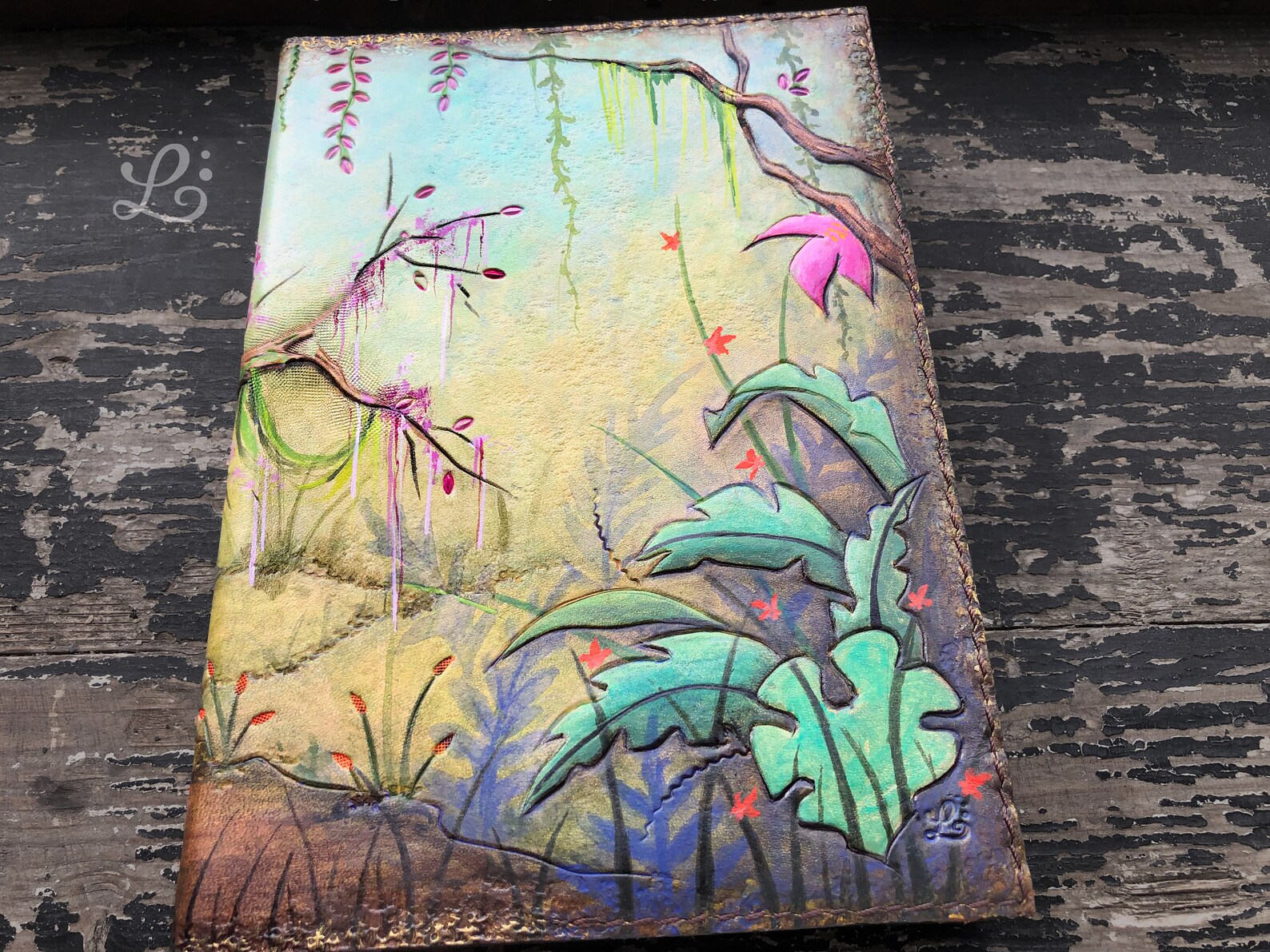 Hand Embossed Leather Book Cover, Personalized Refillable Sketchbook ...