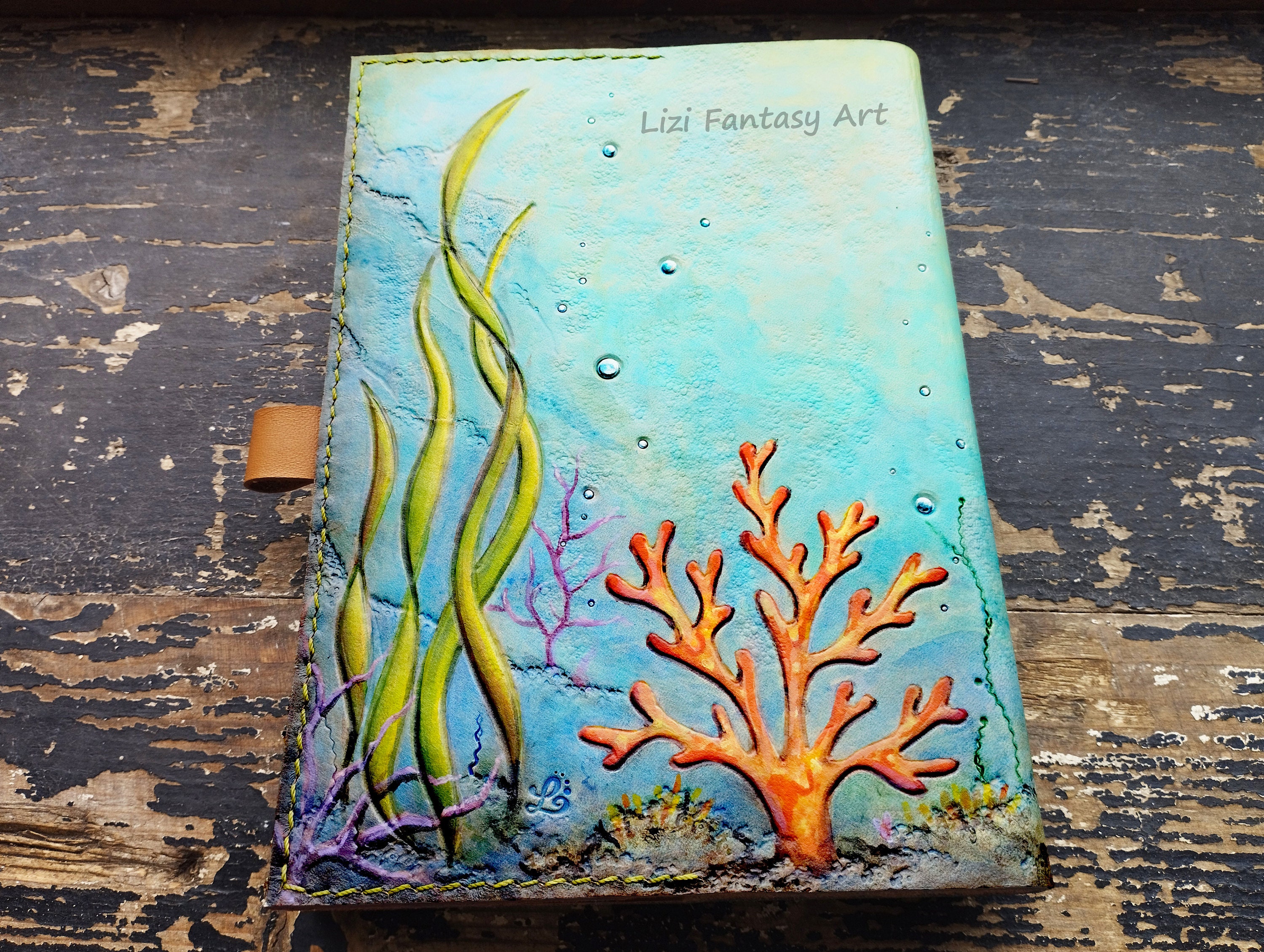 Hand Embossed Leather Book Cover, Handmade Leather Journal Cover ...