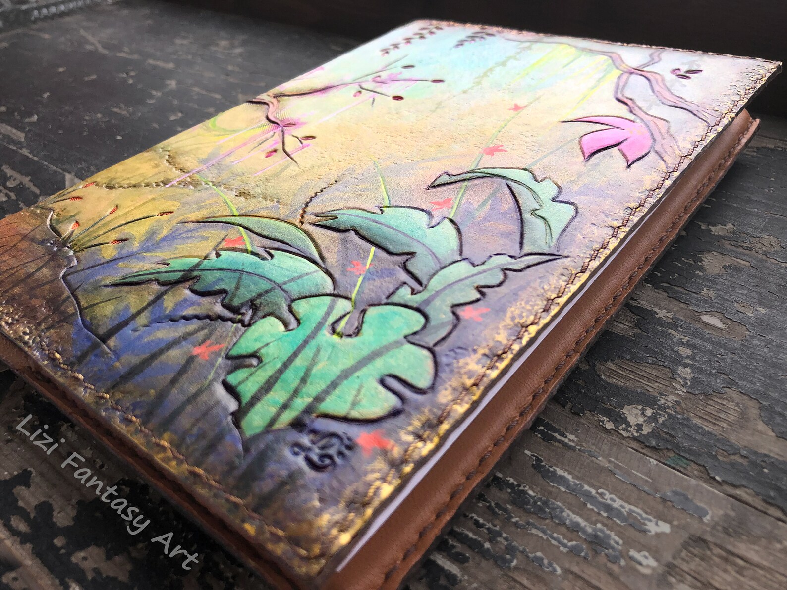 Hand Embossed Leather Book Cover, Personalized Refillable Sketchbook ...