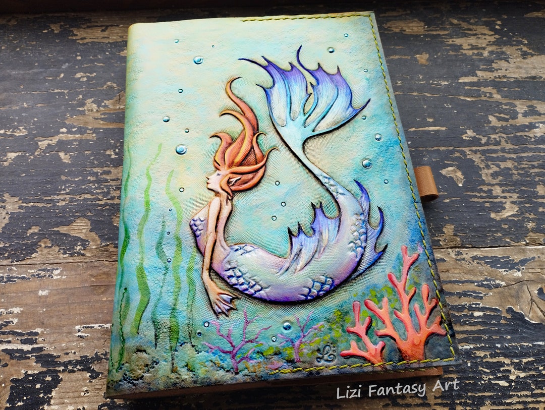 Hand Embossed Leather Book Cover, Handmade Leather Journal Cover ...