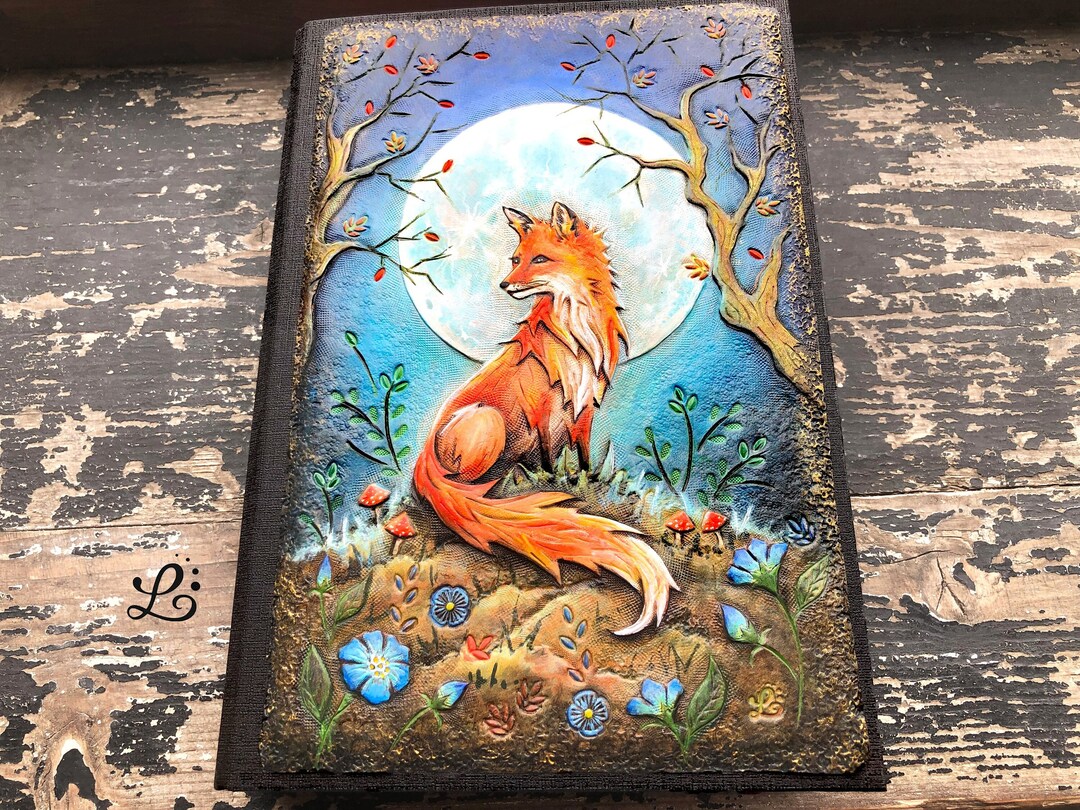 Hand-tooled Red Fox Leather Binder Folder, Personalized Red Fox Full ...