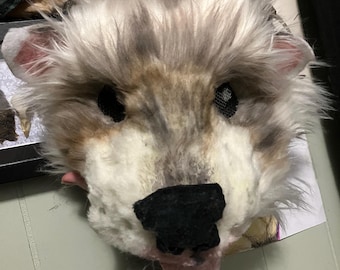Gold and White Ferret Therian Half Mask - Etsy