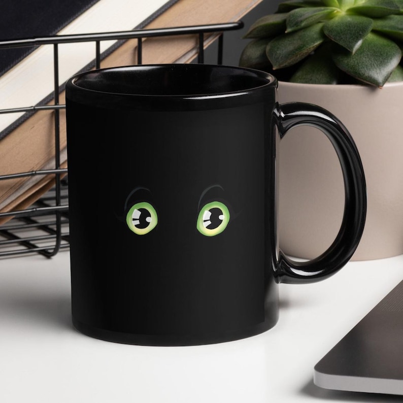 The Void Stares Back - Black Cat Mug - Etsy