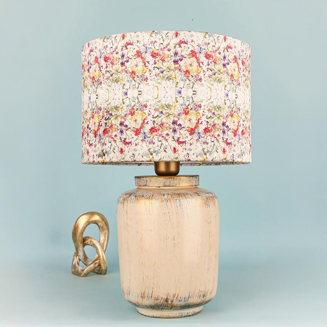 Cottagecore Floral Table Lamp, Wildflower Pattern Shade, Shabby Chic ...