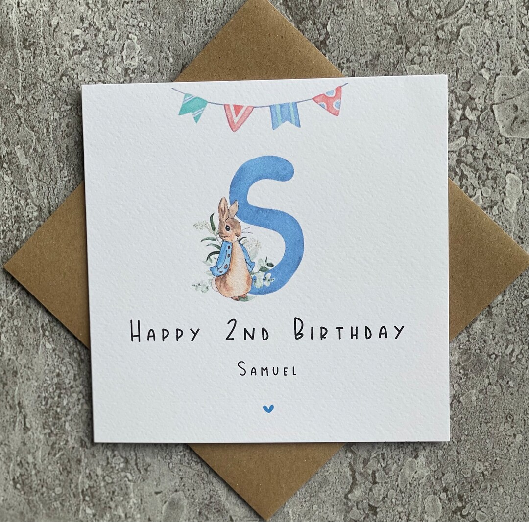 Happy Birthday Card With Peter Rabbit Personalised With Age, Letter and ...