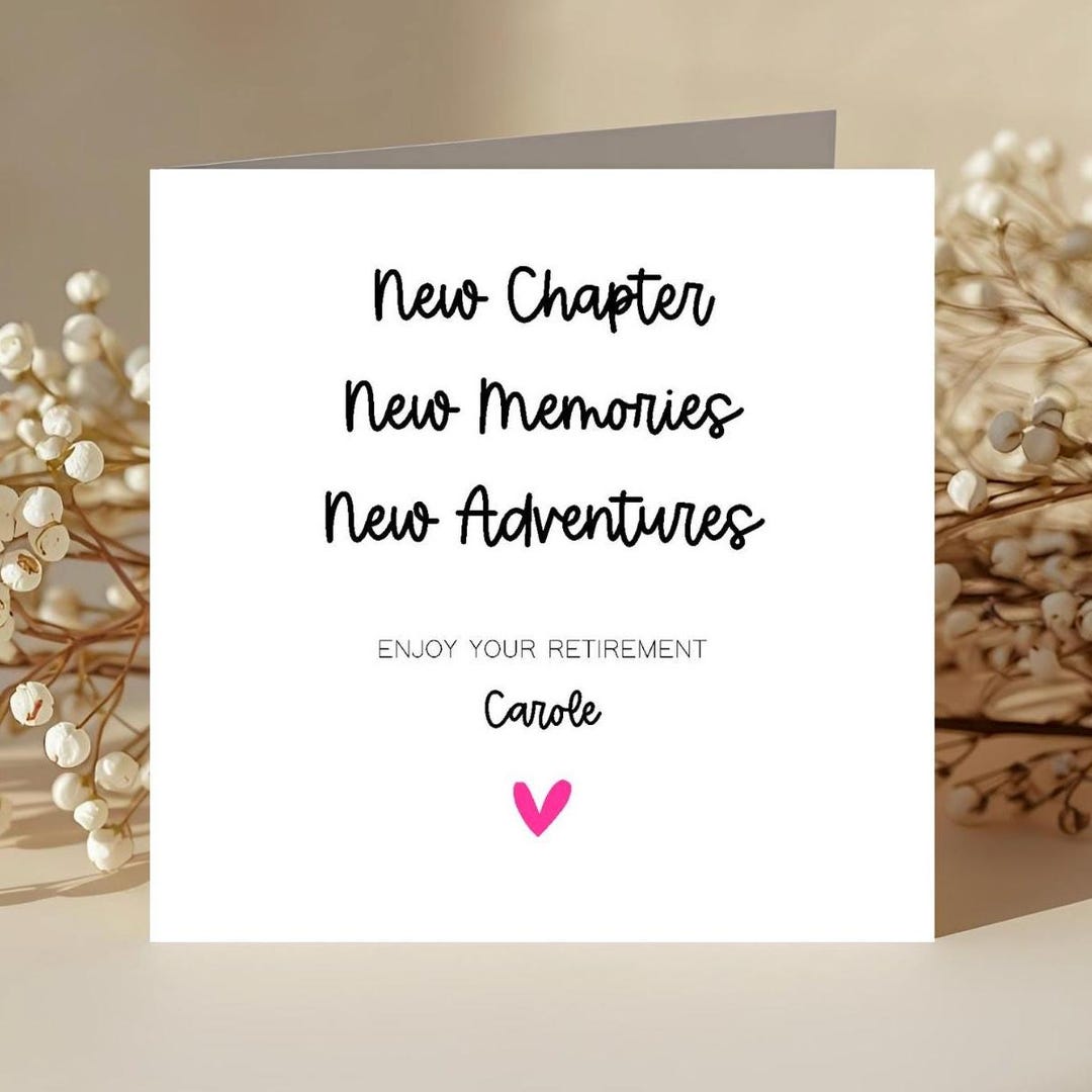 Personalised Retirement Card | New Chapter, New Adventures, Custom Name ...