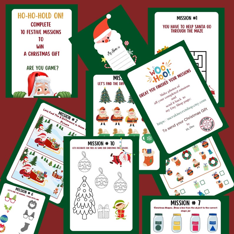 Santa Missions Activity Book - Complete 10 Fun Christmas Challenges for ...