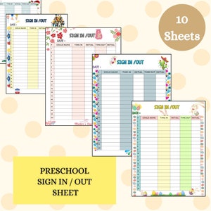 A Set of 10 Customized Daily Preschool Sign In/ Sign Out Attendance ...