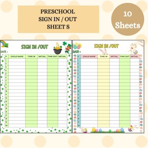 A Set of 10 Customized Daily Preschool Sign In/ Sign Out Attendance ...