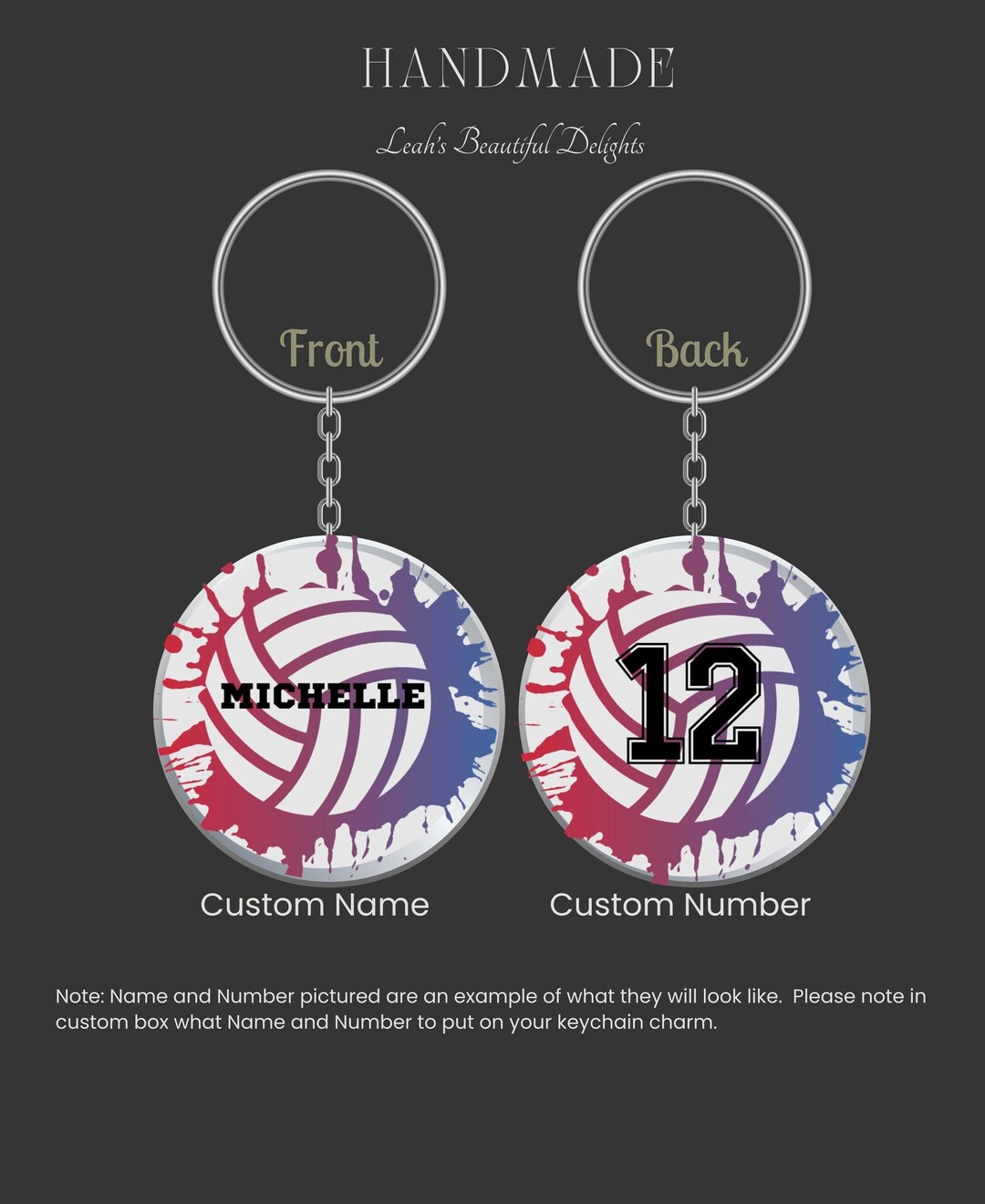 Personalized Volleyball Keychain – Team Gift, Backpack Tag, Sports ...