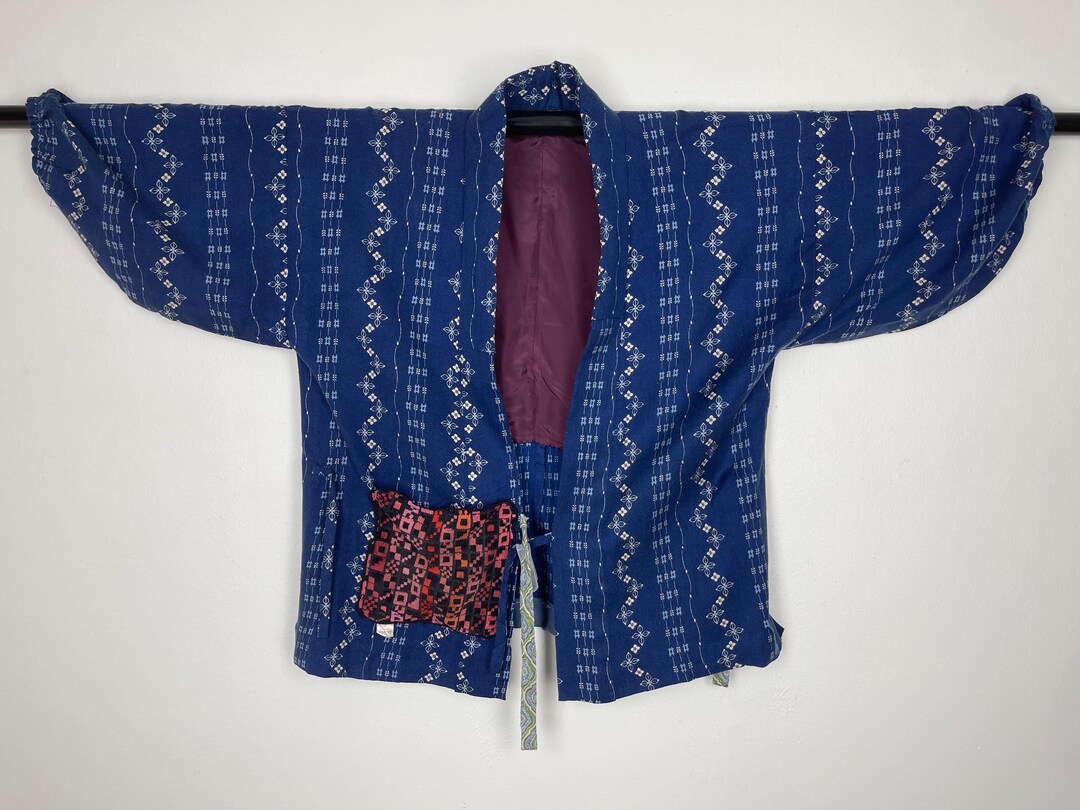 Kimono Hoari Hippari Authentic Japanese Blue With Right Pocket Blue ...