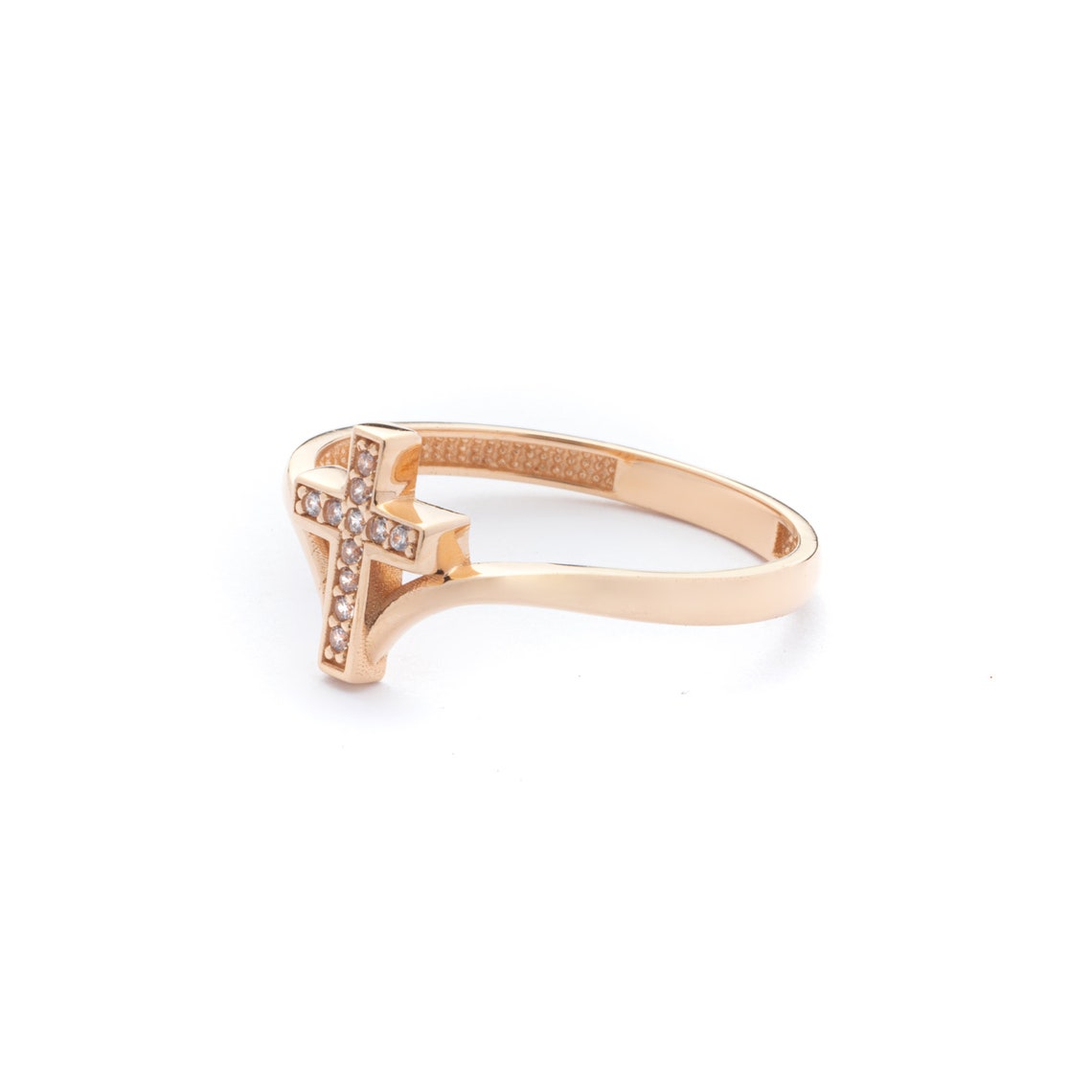 14k Solid Gold Cross Ring for Women | Christian Ring | Diamond Cross ...