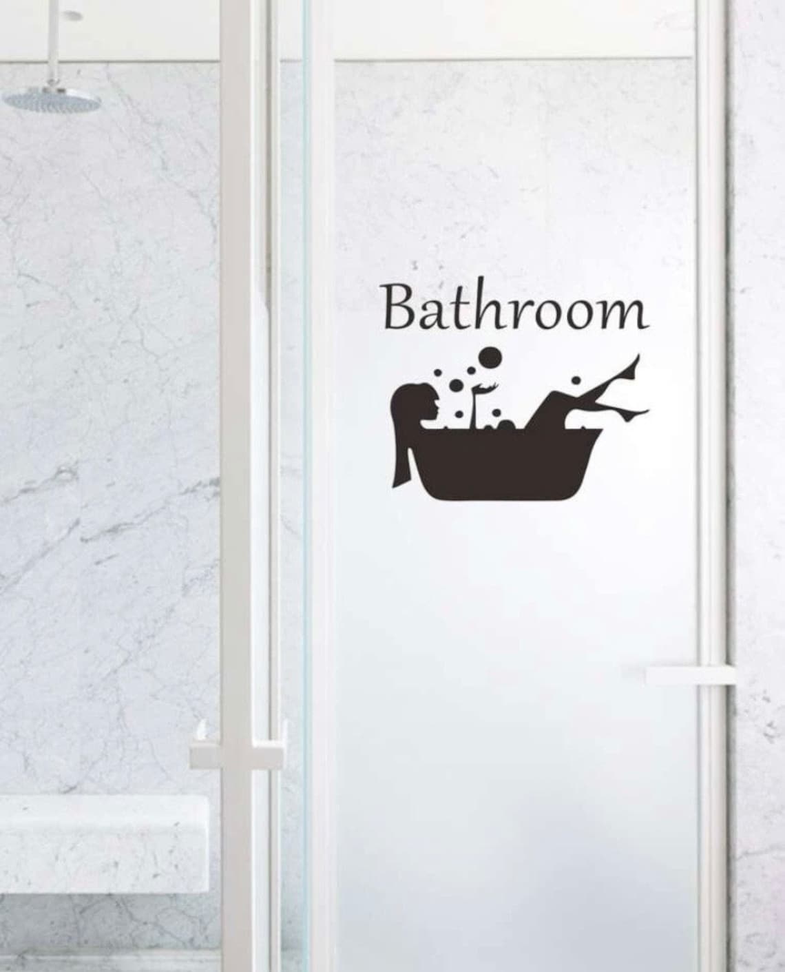 Bathroom Door Sticker, Removable Wall Decal, Self-adhesive Decor ...