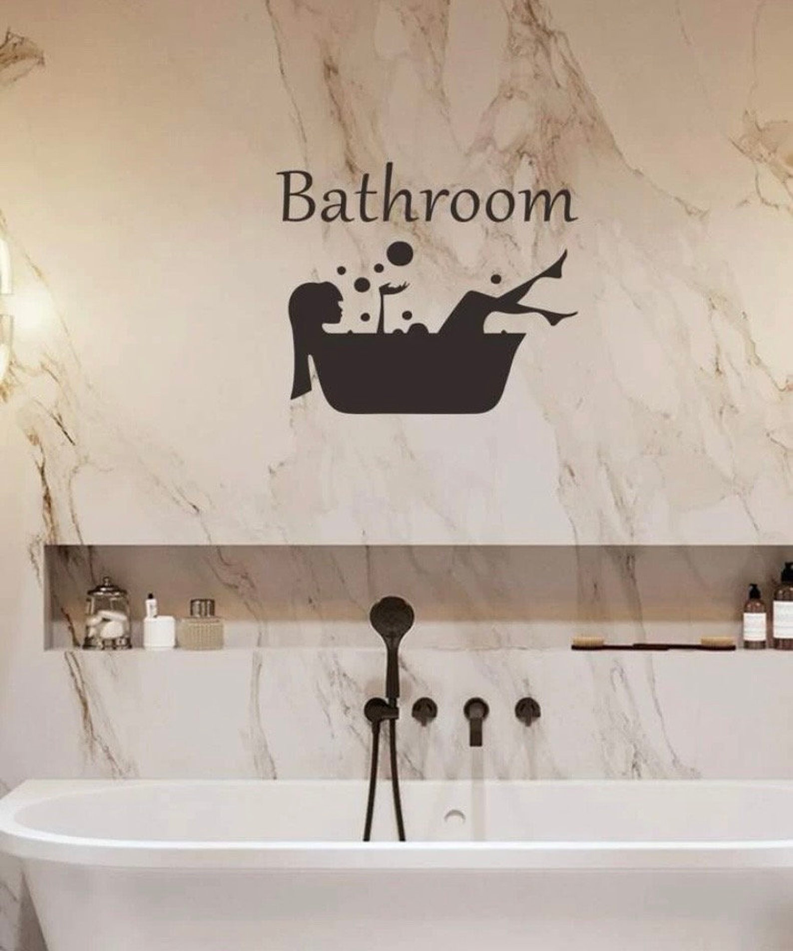 Bathroom Door Sticker, Removable Wall Decal, Self-adhesive Decor ...