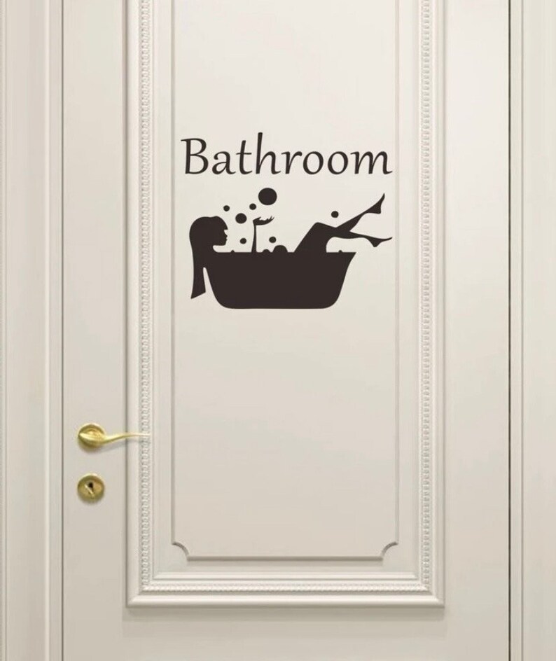 Bathroom Door Sticker, Removable Wall Decal, Self-adhesive Decor ...