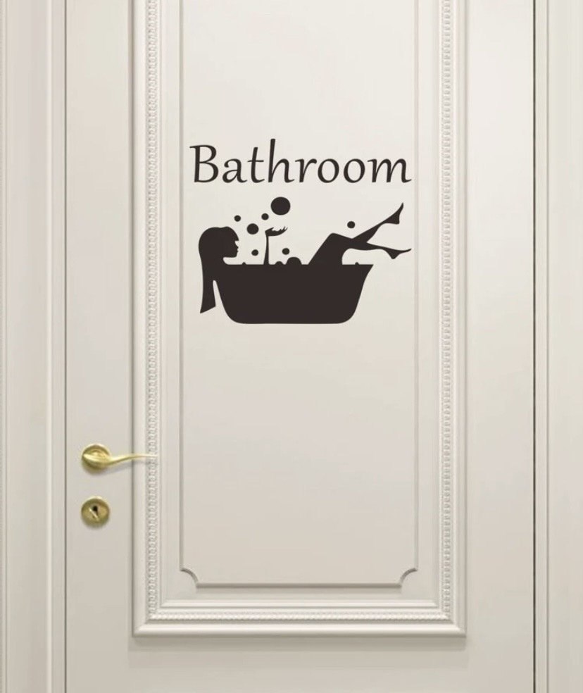 Bathroom Door Sticker, Removable Wall Decal, Self-adhesive Decor ...