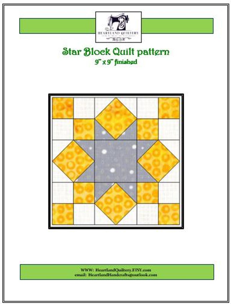 Star Block Quilt Pattern, 9" X 9" Finished, PDF DOWNLOAD - Etsy
