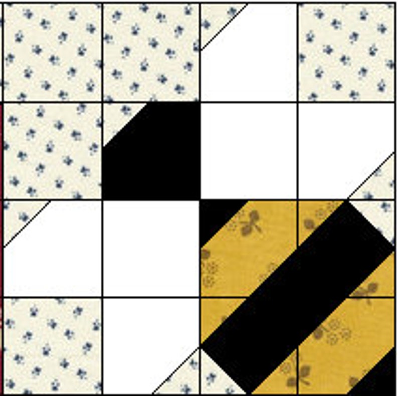 2 Bumblebee Quilt Block Patterns, 4" X 4" and 8" X 8" Finished Sizes ...