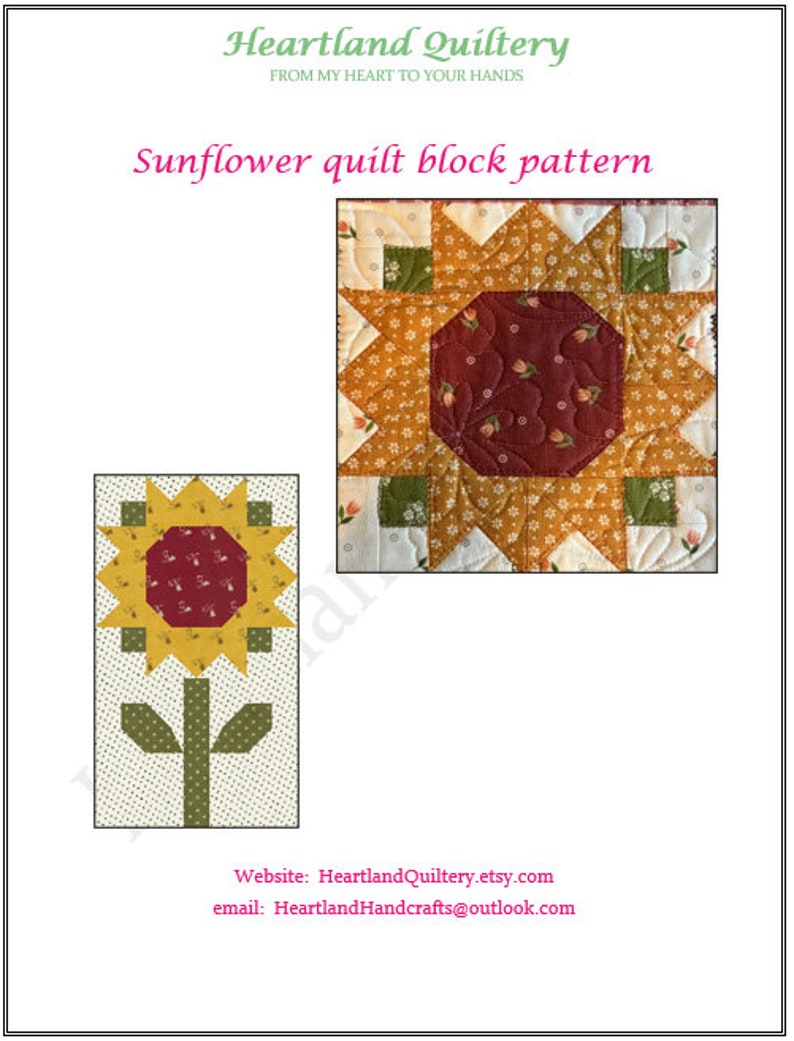 Sunflower Quilt Block Pattern - Etsy