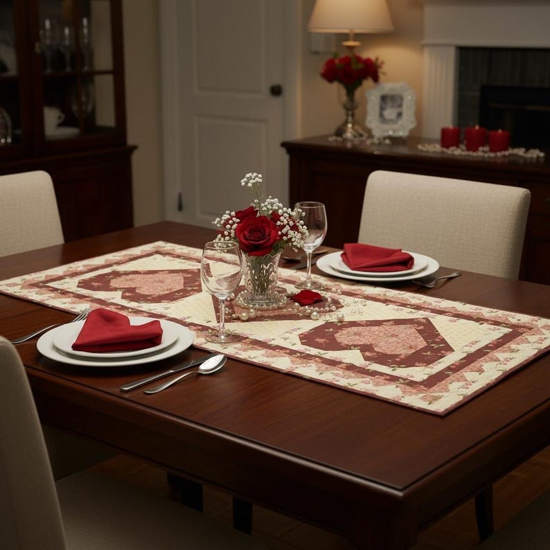 Heart to Heart Table Runner Pattern 17" X 40 1/2", PDF DOWNLOAD - Etsy
