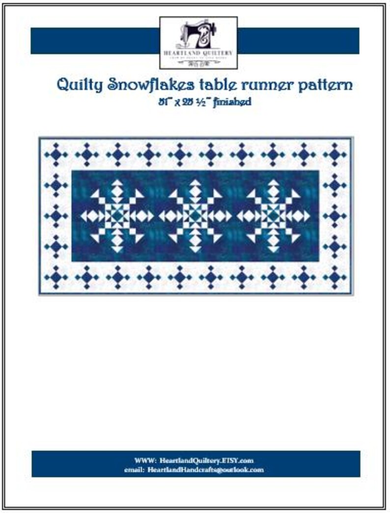 Quilty Snowflakes Table Runner Pattern, 51" X 25 1/2" (PDF DOWNLOAD) - Etsy