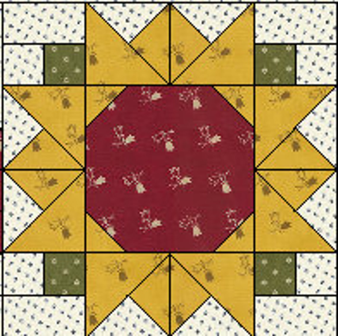 Sunflower Quilt Block Pattern - Etsy