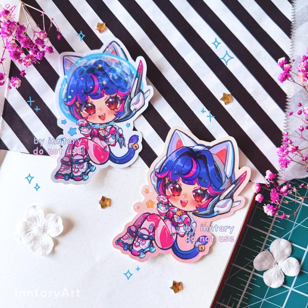 Pink Cat Juno Overwatch Sticker | 3.3" Chibi Juno | Juno Overwatch 2 ...