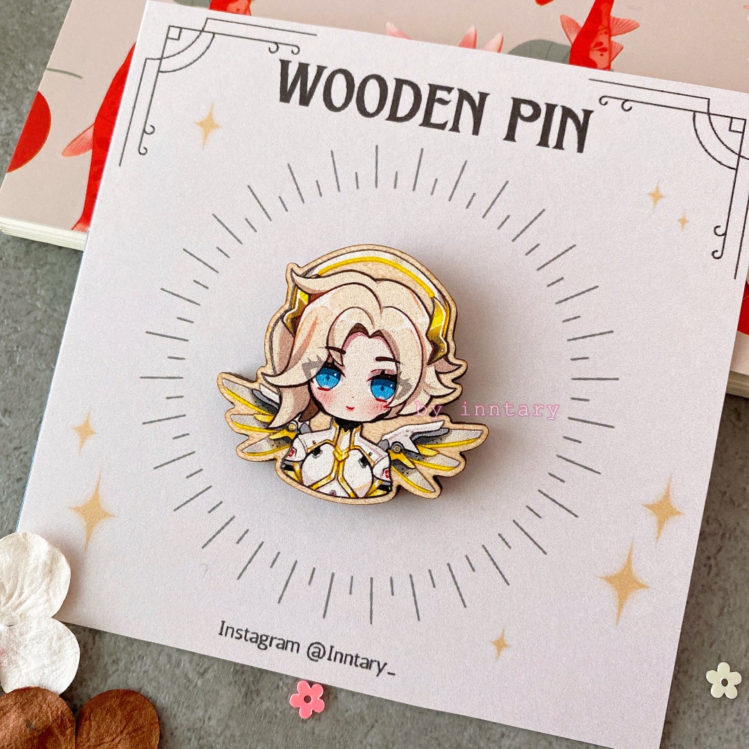 Mercy Overwatch 2 Wooden Pin Badge | Chibi Mercy | Overwatch Pin, Gamer ...