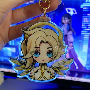 Mercy Overwatch 2 Keychain | 3" Double-sided Glitter Acrylic Charm ...