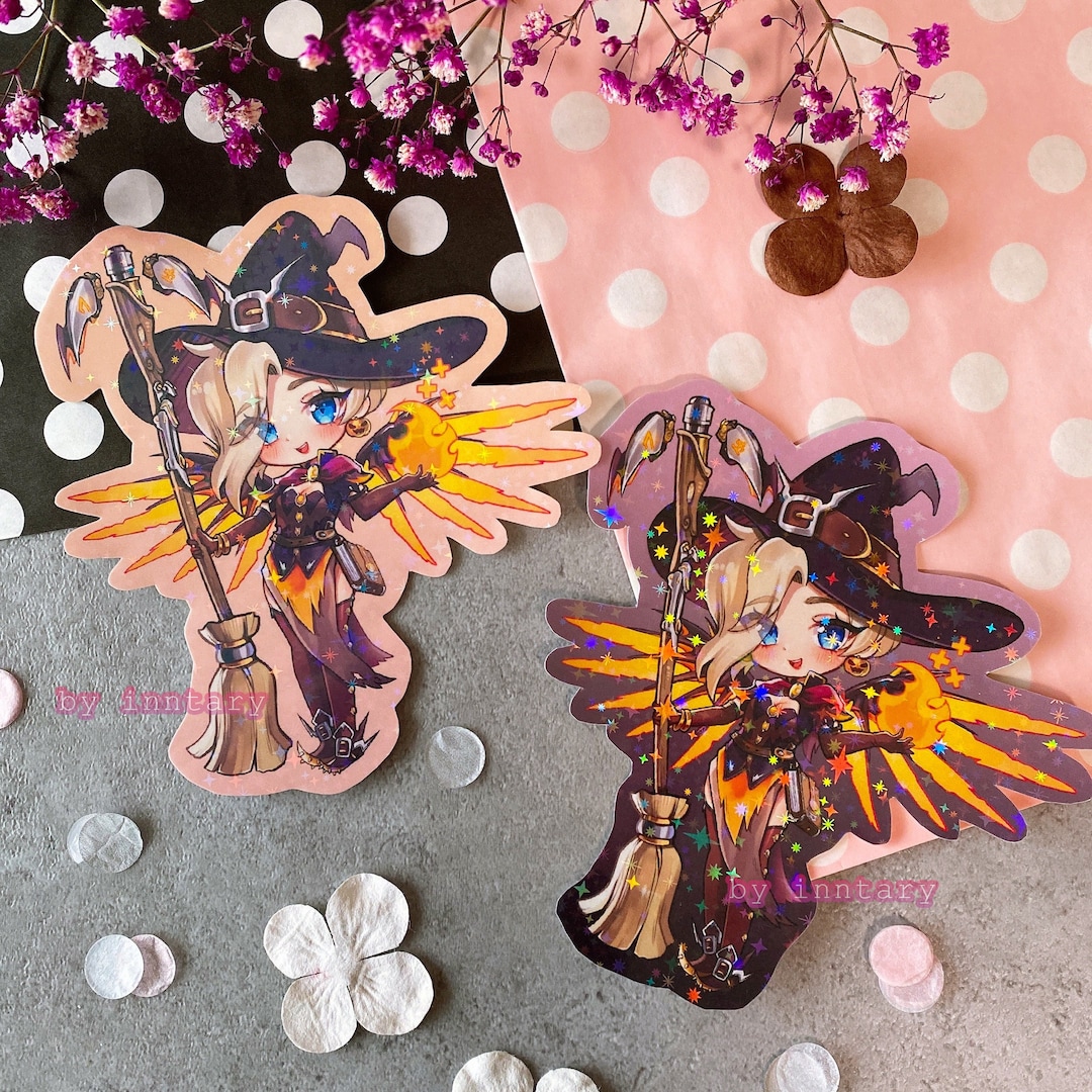 Witch Mercy Overwatch 2 Sticker Holographic Vinyl Sticker 3.5 Chibi ...