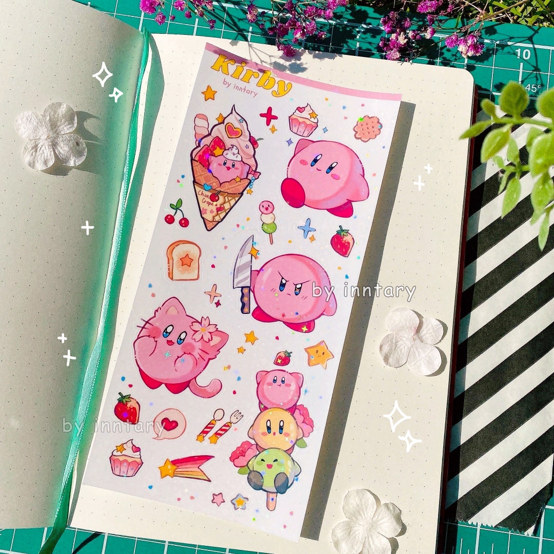 Kirby Poyo Desserts Sticker Sheet | Chibi Art Retro Game Gaming | Bujo ...