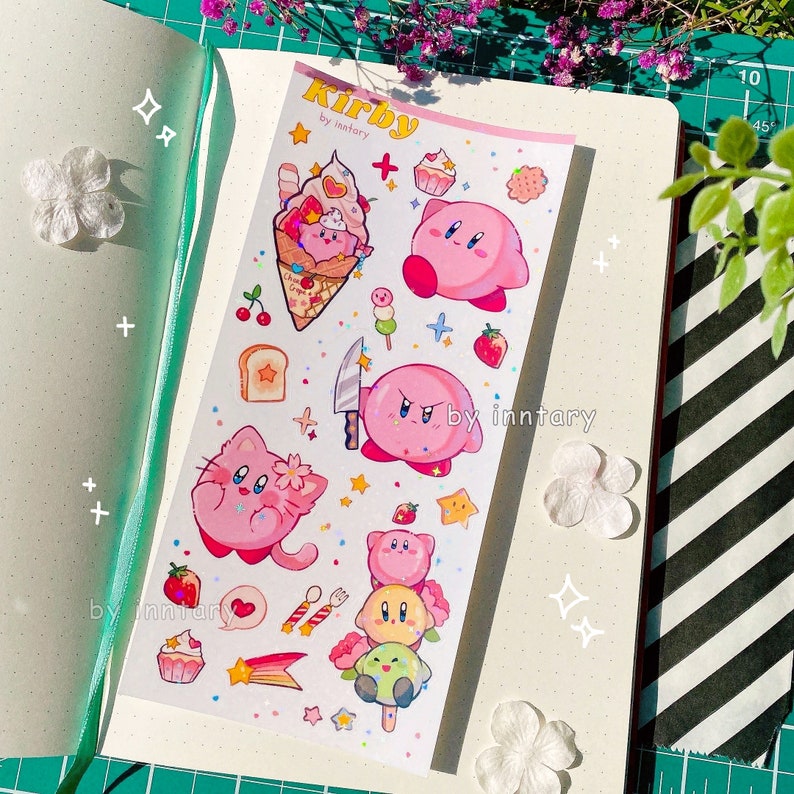 Kirby Poyo Desserts Sticker Sheet | Videogame Sticker Sheet | Bujo ...