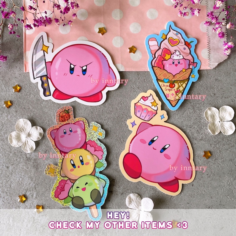Kirby Poyo Desserts Sticker Sheet | Videogame Sticker Sheet | Bujo ...
