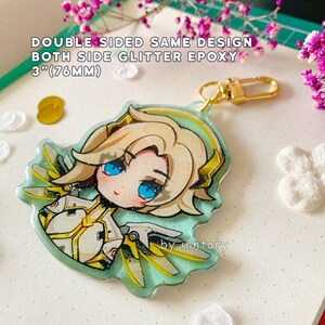 Mercy Overwatch 2 Keychain | 3" Double-sided Glitter Acrylic Charm ...