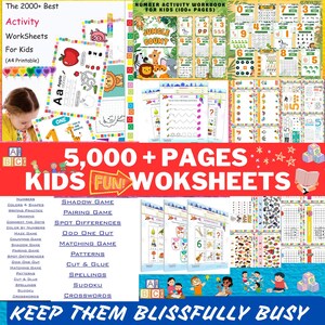 Kindergarten Learning Bundle Fun Worksheets Kids Pre School Activity ...