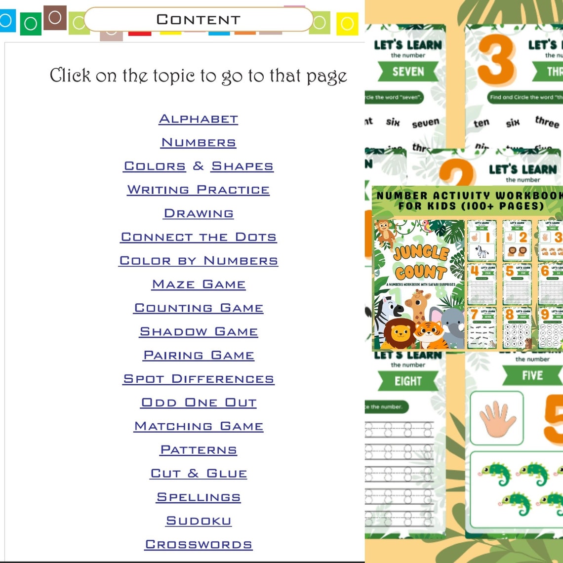 Kindergarten Learning Bundle Fun Worksheets Kids Pre School Activity ...