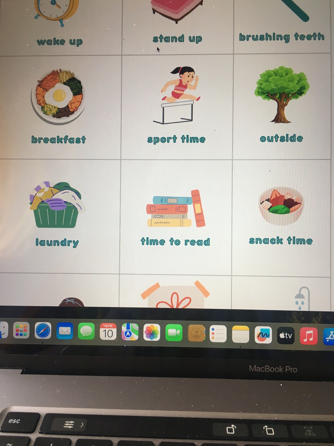 Clip Art Table of Daily Routine for Babies, Children Daily Rhythm ...