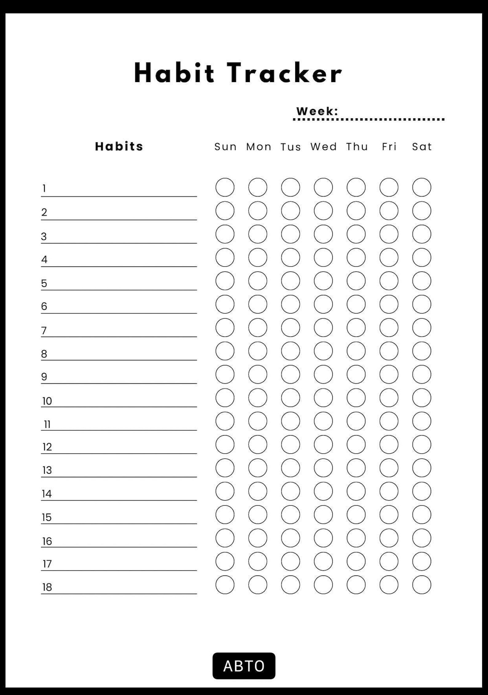 Habit Tracker Digital Week Habit Tracker - Etsy