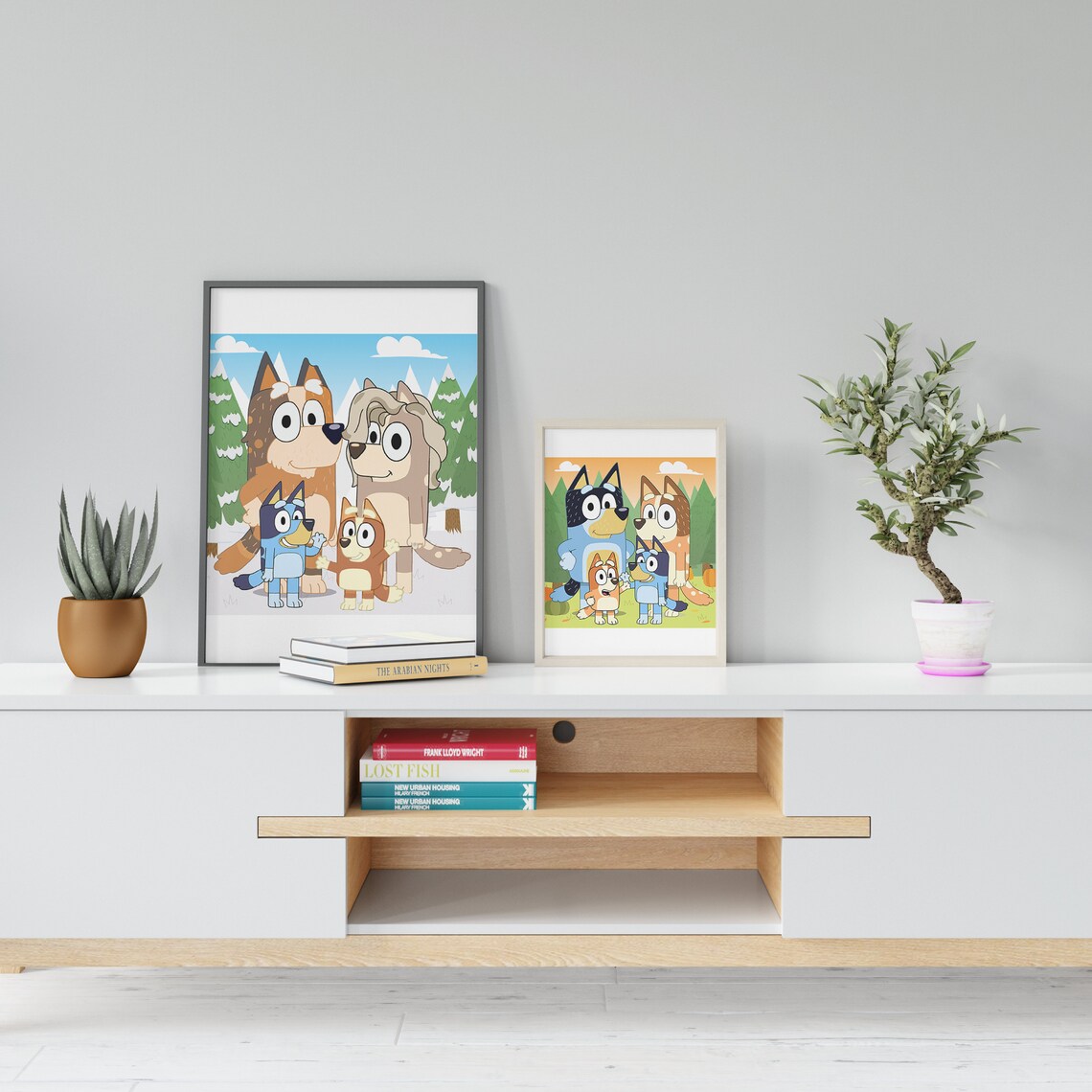 Custom Bluey Family Portrait – Personalized Bluey Style Art Print ...