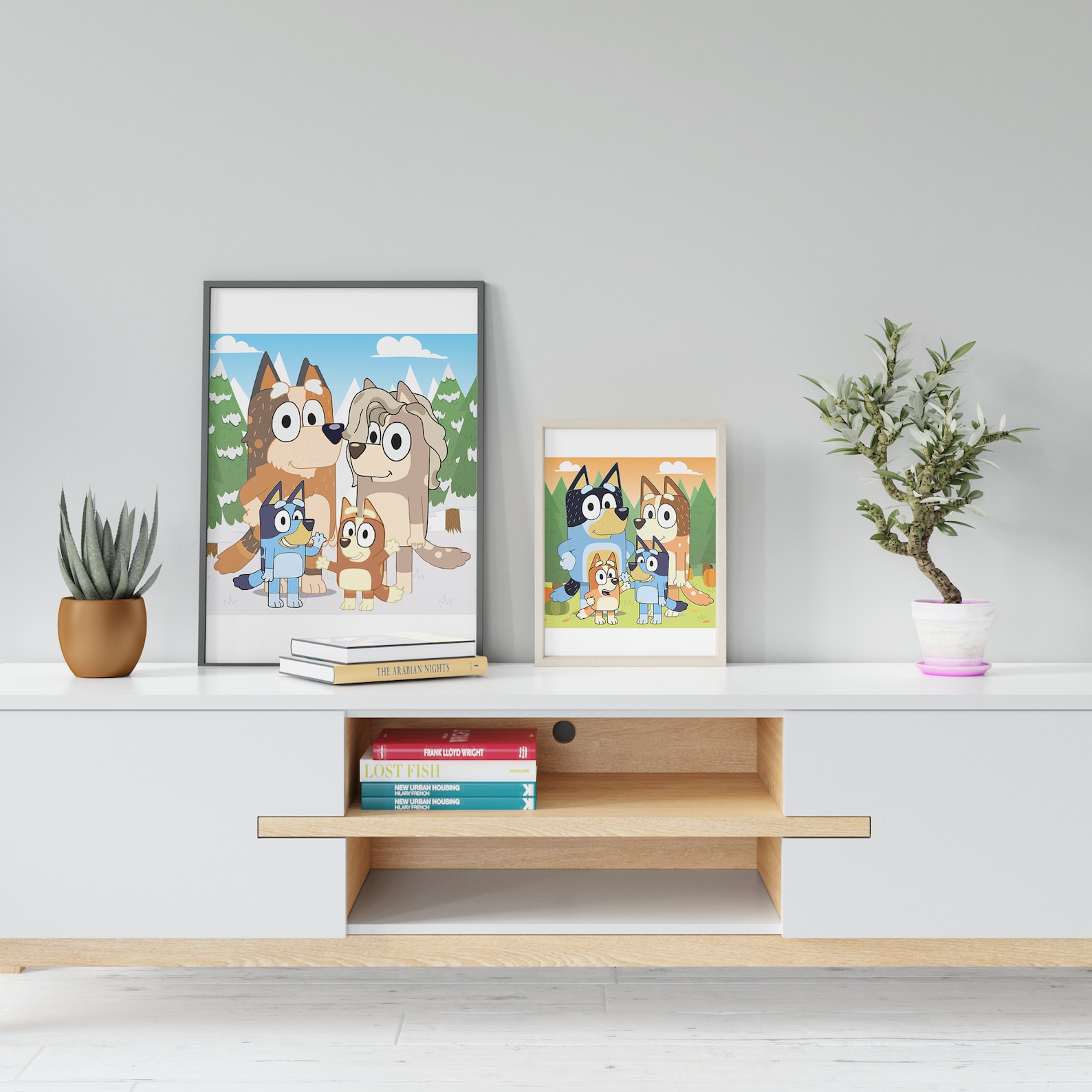Custom Bluey Family Portrait – Personalized Bluey Style Art Print ...