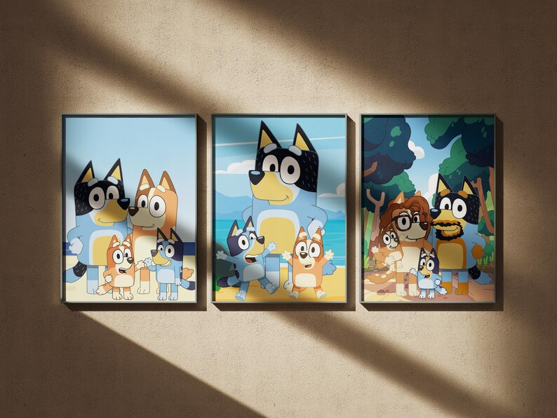 Custom Bluey Family Portrait – Personalized Bluey Style Art Print ...