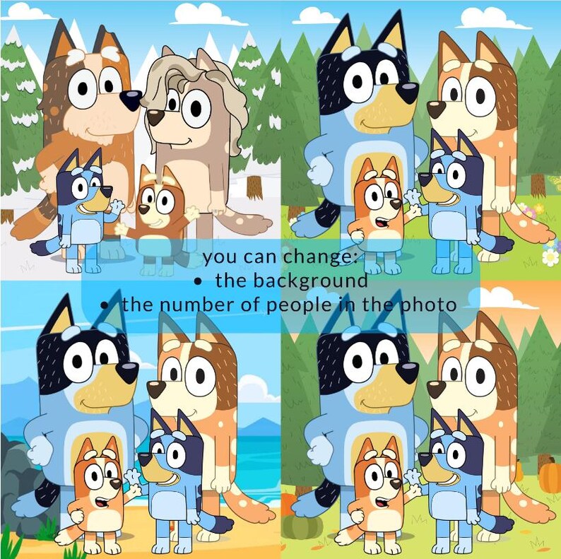 Custom Bluey Family Portrait – Personalized Bluey Style Art Print ...