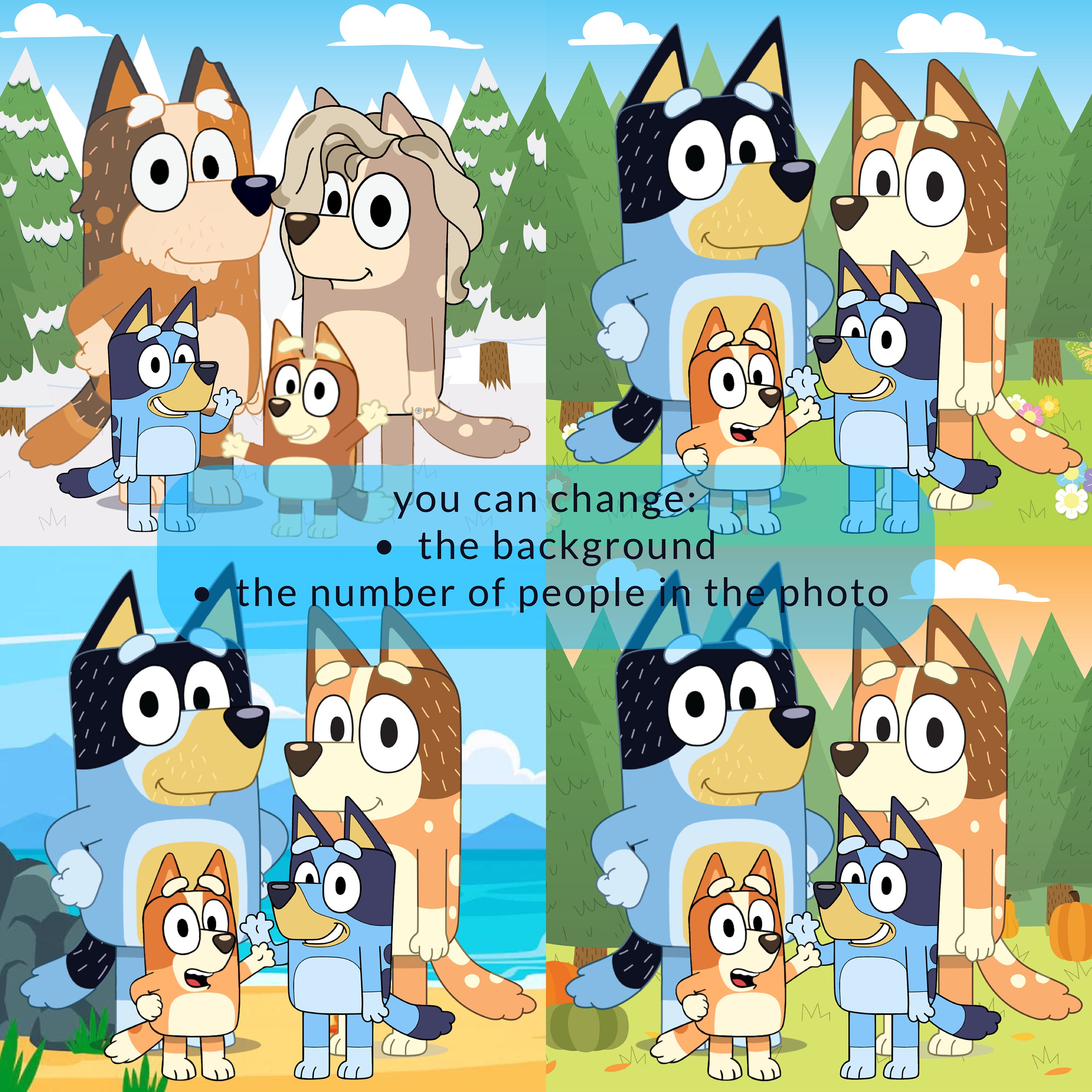 Bluey Family Portraits Custom Bluey Portraits Bluey Style Gift Digital ...