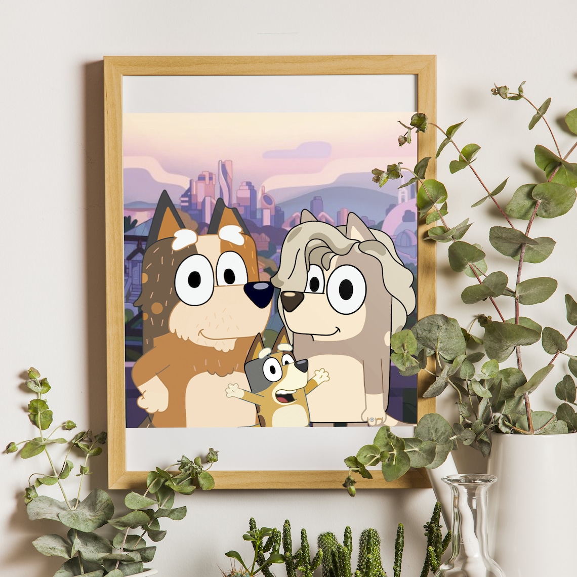 Custom Bluey Family Portrait – Personalized Bluey Style Art Print ...