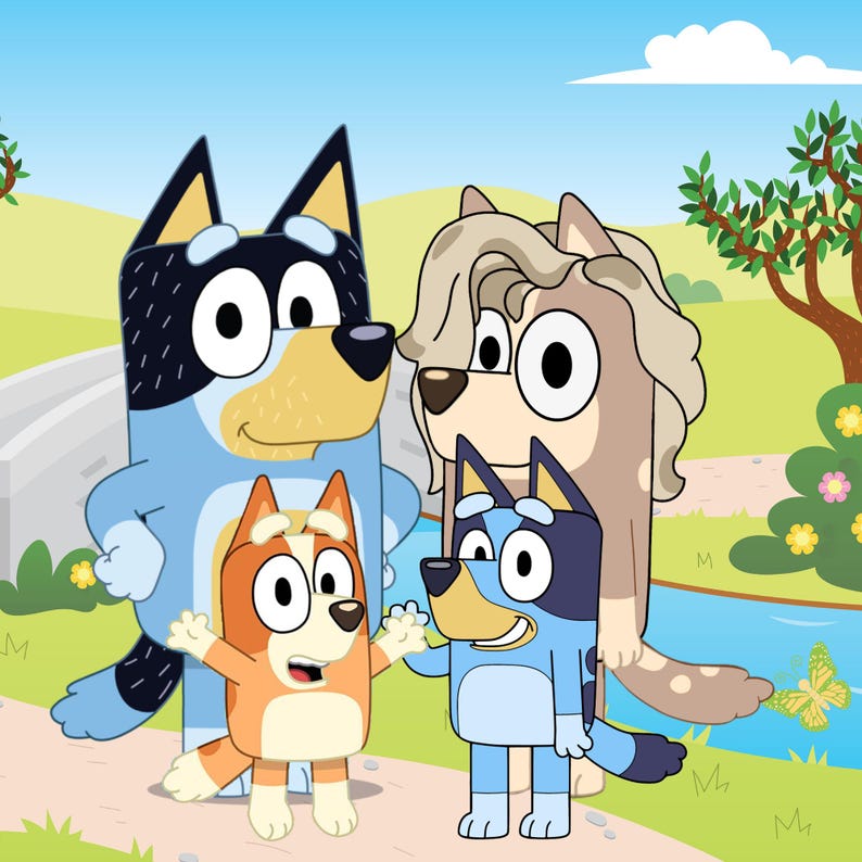 Custom Bluey Family Portrait – Personalized Bluey Style Art Print ...