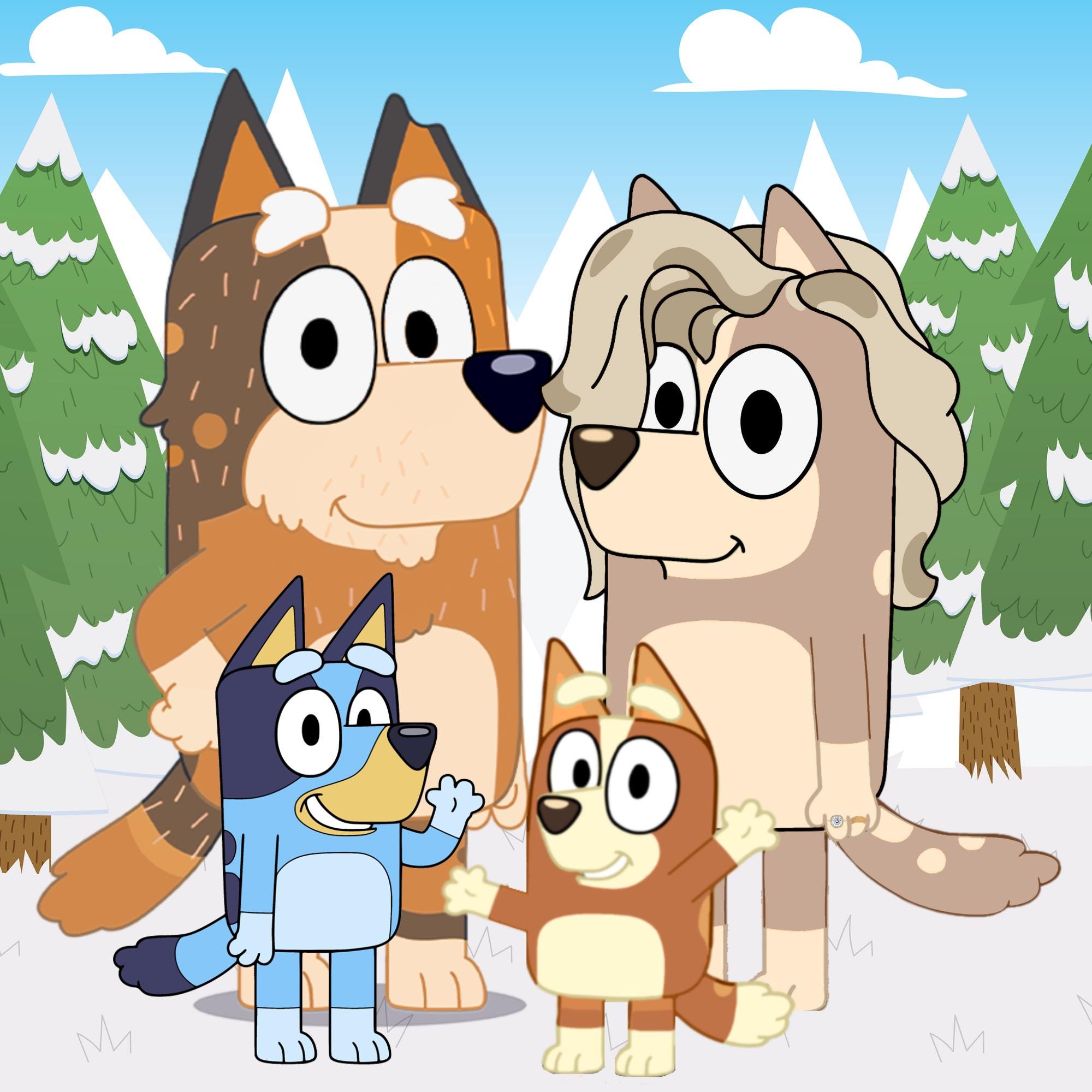 Bluey Family Portraits Custom Bluey Portraits Bluey Style Gift Digital ...